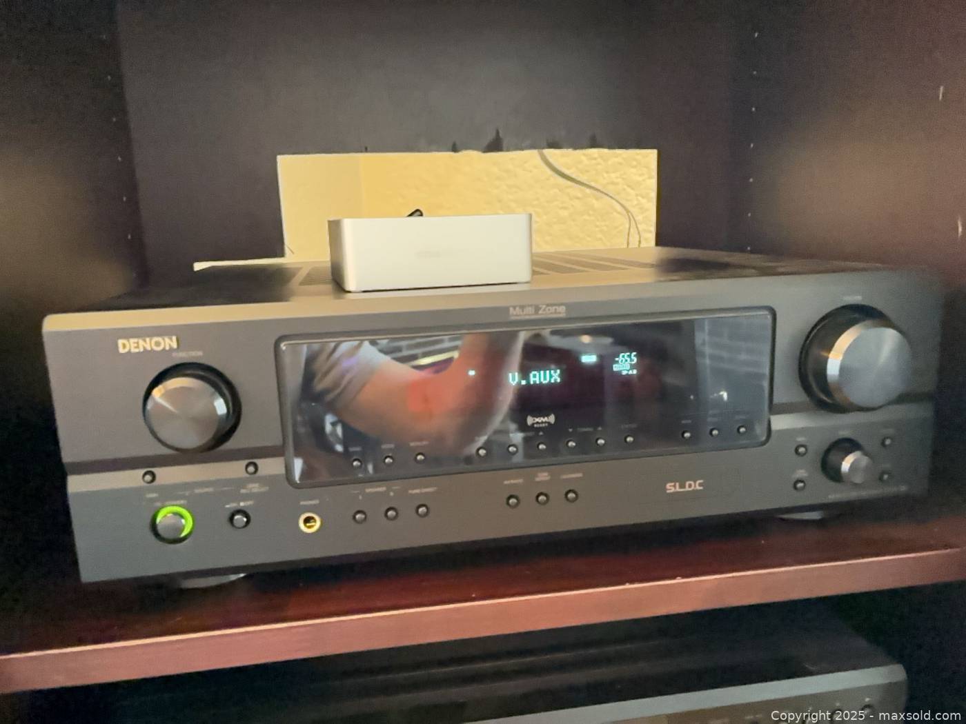 Media cabinet with Denon stereo system | Maxsold