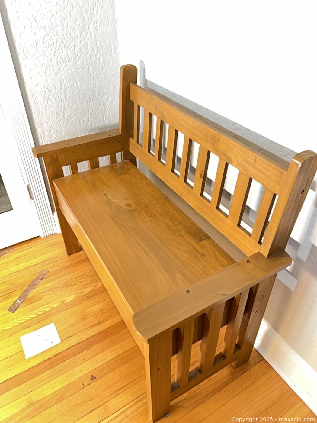 Solid Wood Storage Bench Hinged Seat | Maxsold