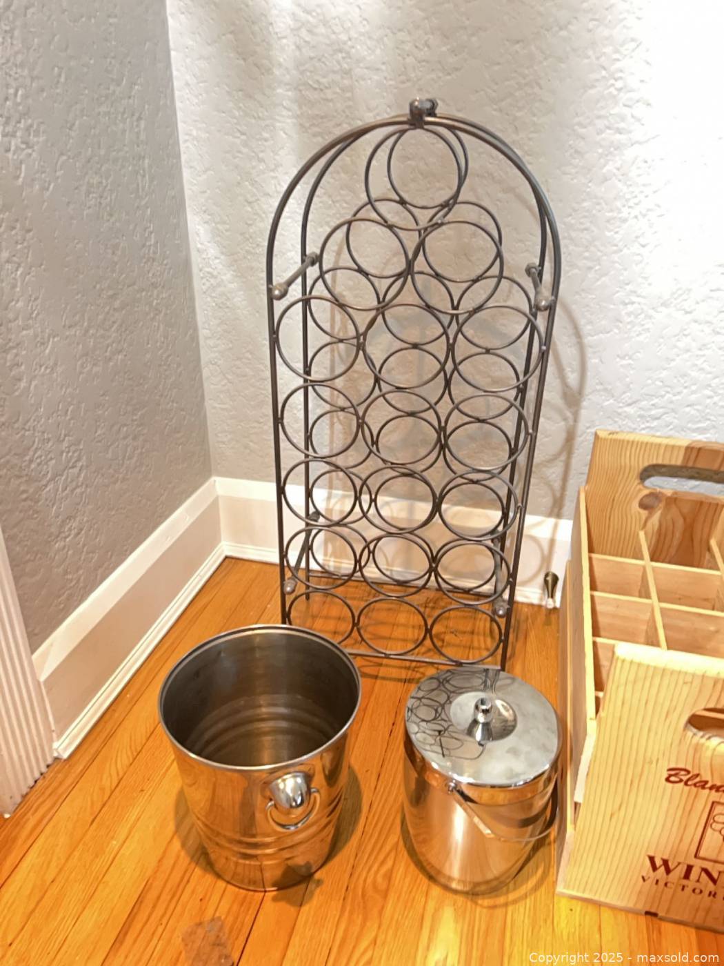 Wooden Wine Crates, Metal Wine Rack, Ice Buckets | Maxsold