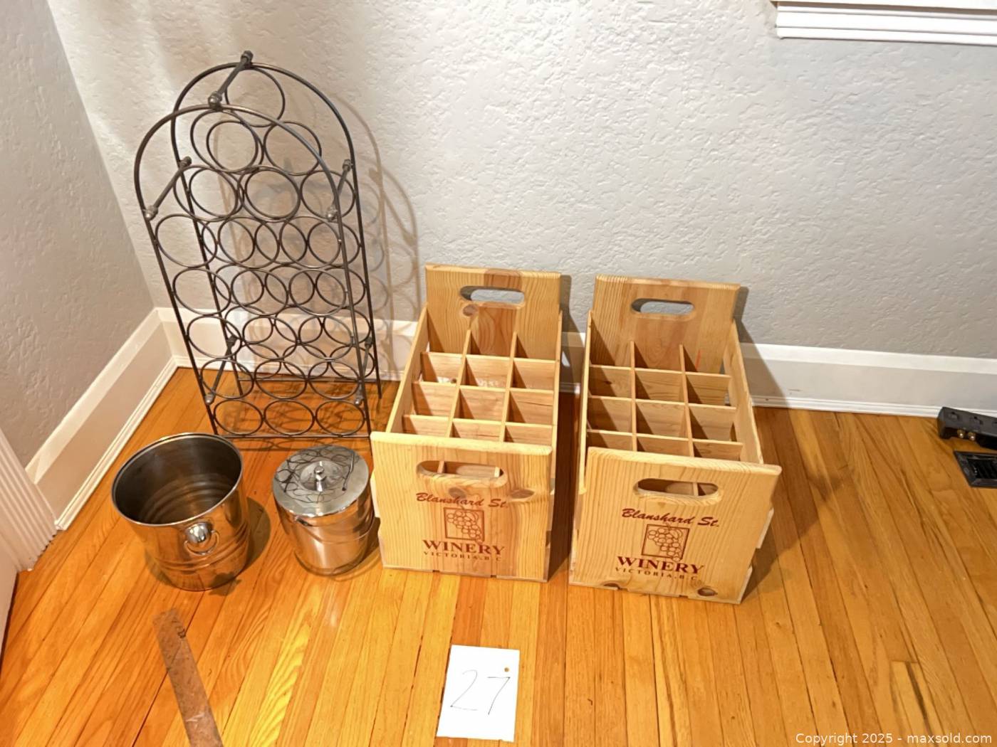 Wooden Wine Crates, Metal Wine Rack, Ice Buckets | Maxsold