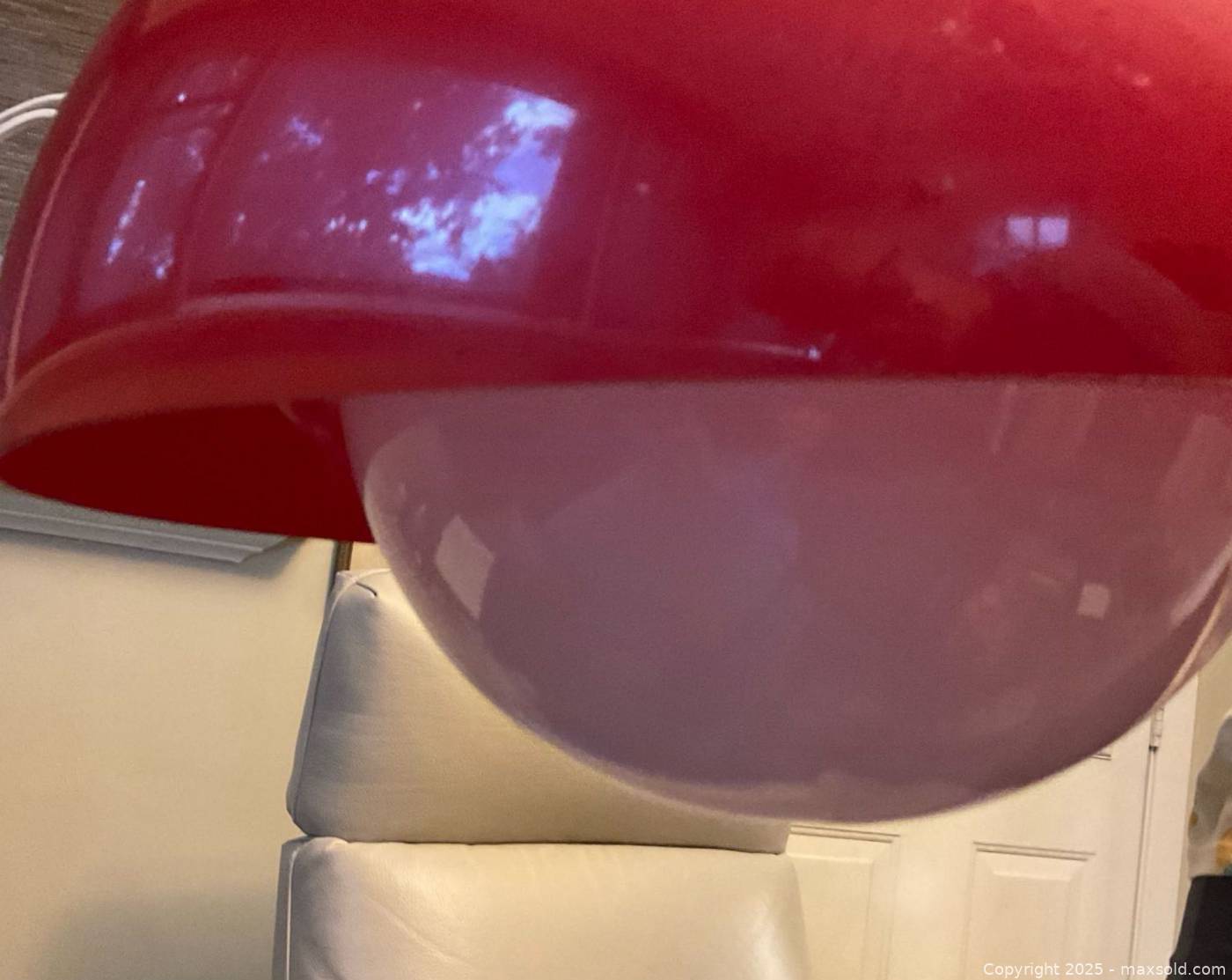 Vintage red plastic dome pendant light | Maxsold