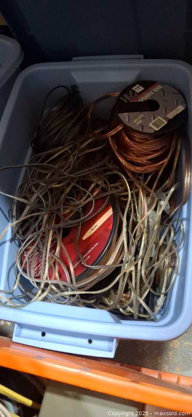 Assorted wires, cords and electrical boxes | Maxsold