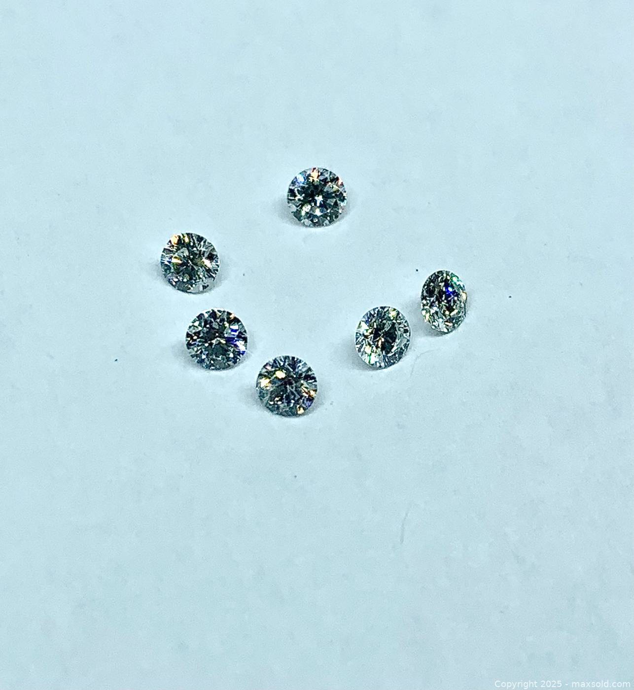 Natural VS-VVS round brilliant diamonds, 6pcs, 0.41ctw | Maxsold