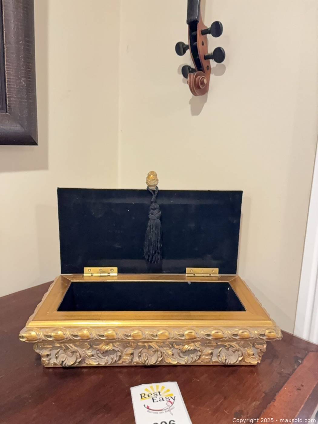 Timeworks Wall Violin Clock & Gilded Box | Maxsold