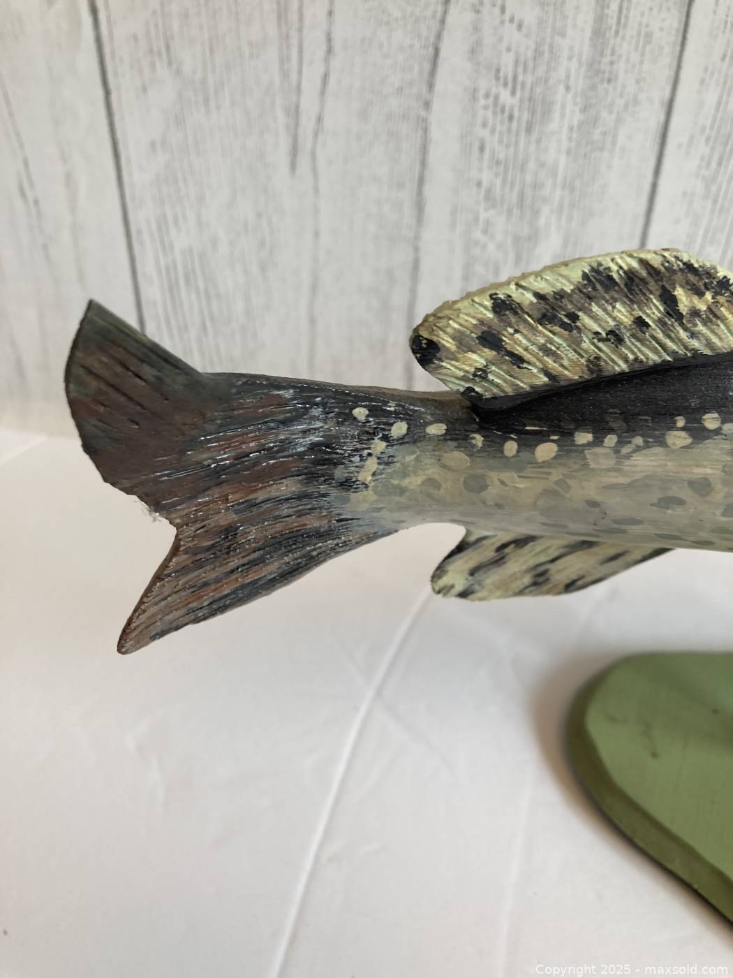 Painted Stoneware Pike Fish Sculpture on Stand | Maxsold