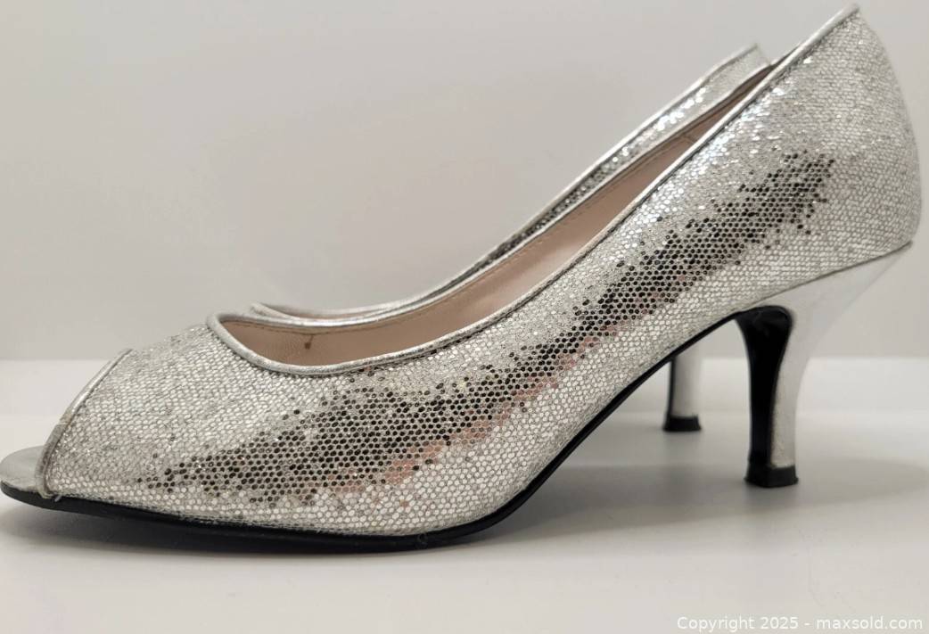 Caparros silver open-toe heels size 8C | Maxsold