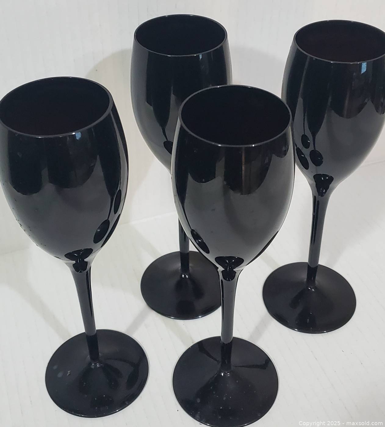 Mikasa black amethyst crystal wine goblets, set of 4 | Maxsold