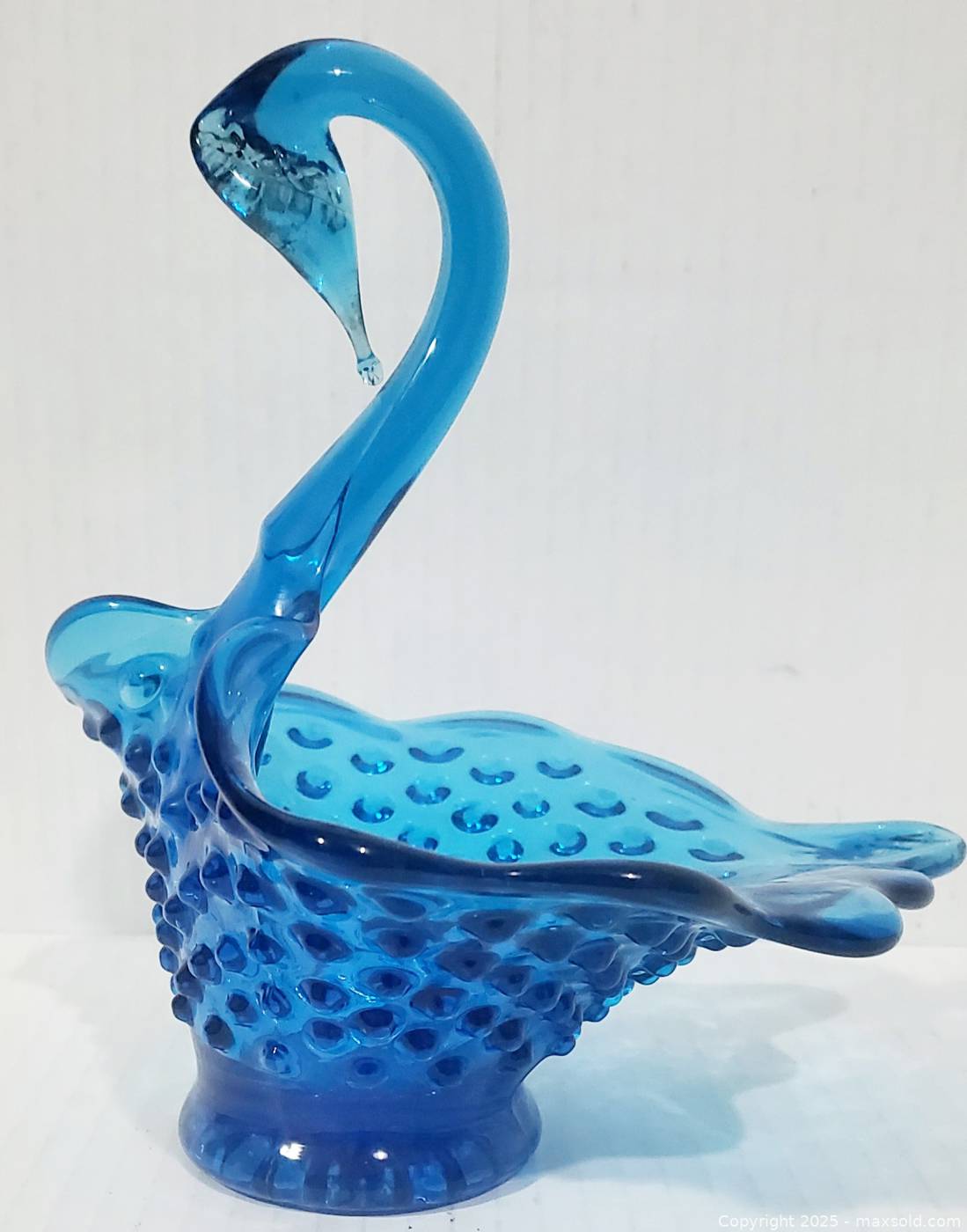 Turquoise Hobnail Glass Swan Candy Dish | Maxsold