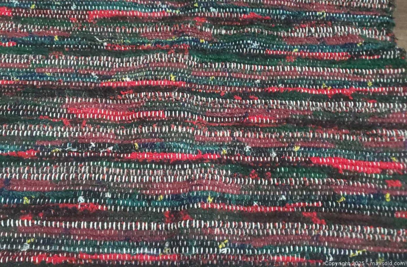 Hand Woven Multicolour Rag Rug 25" x 37" | Maxsold