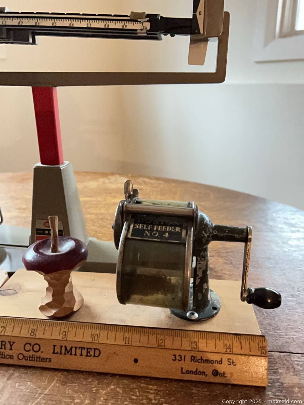 Vintage Ohaus Cent-O-Gram balance, Self Feeder No.4 pencil sharpener ...
