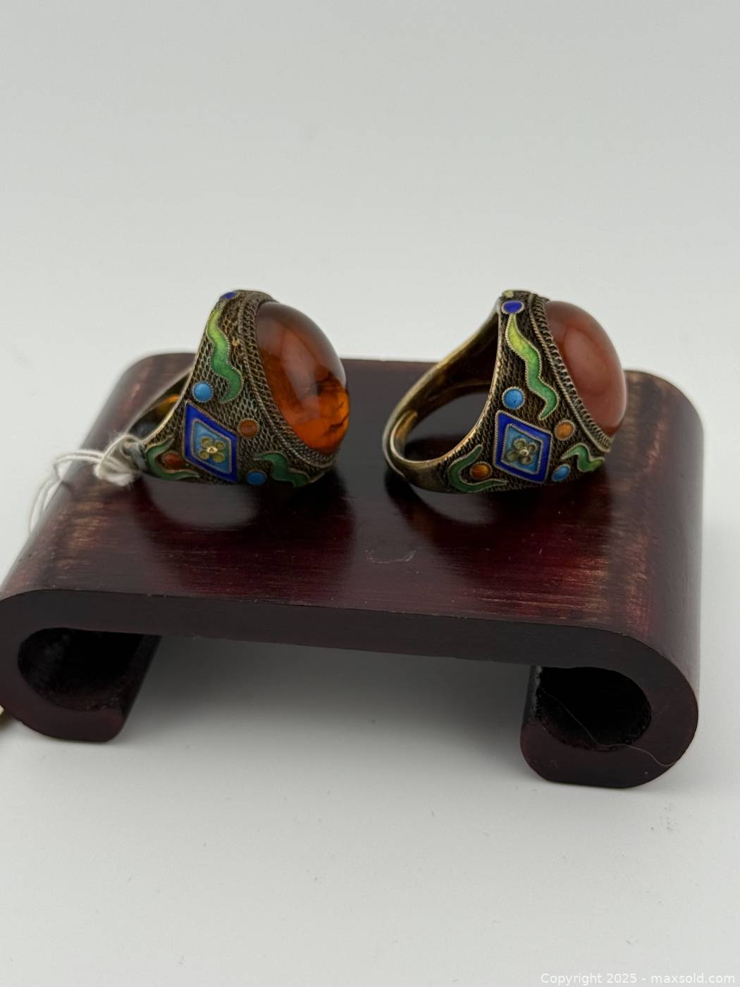 Pair antique Chinese gilt silver adjustable rings | Maxsold