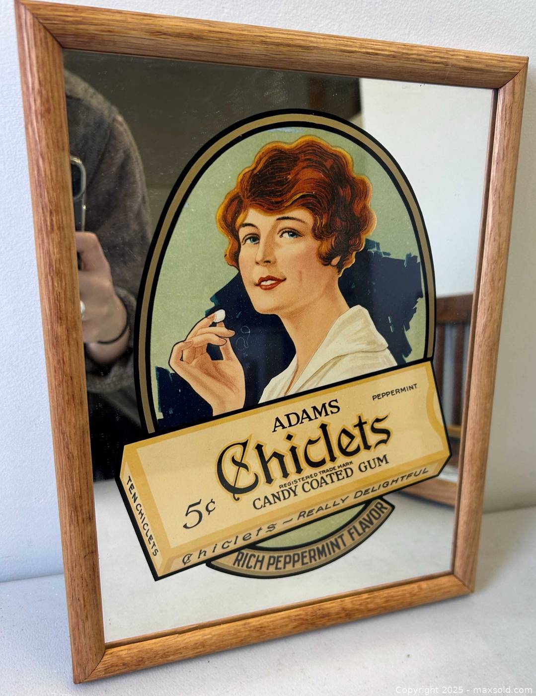 Adams Chiclets flapper advertising mirror 13" x 10" | Maxsold