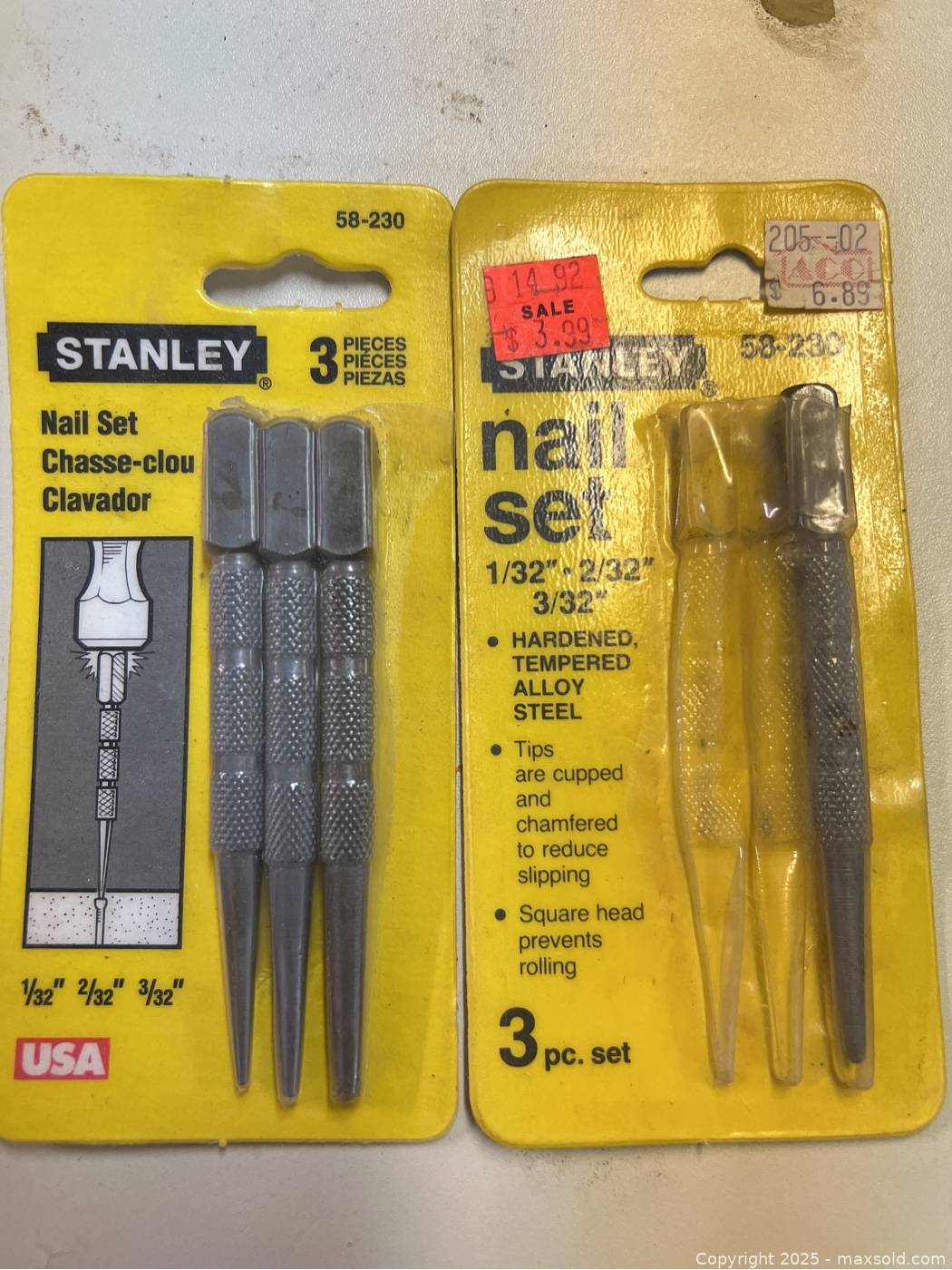 Stanley nail set 58-230 packs with loose steel punches | Maxsold