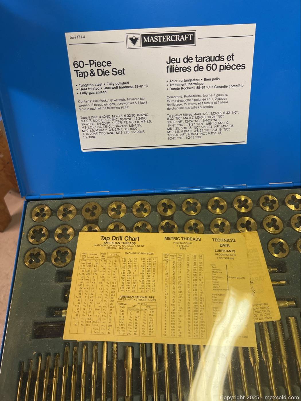 Mastercraft 60-Piece Tap & Die Set with Roto 7 Power Disc | Maxsold