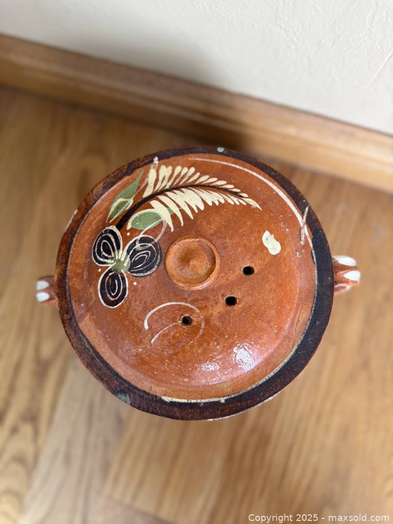 Vintage Tlaquepaque Mexican Redware Lidded Bean Pot | Maxsold