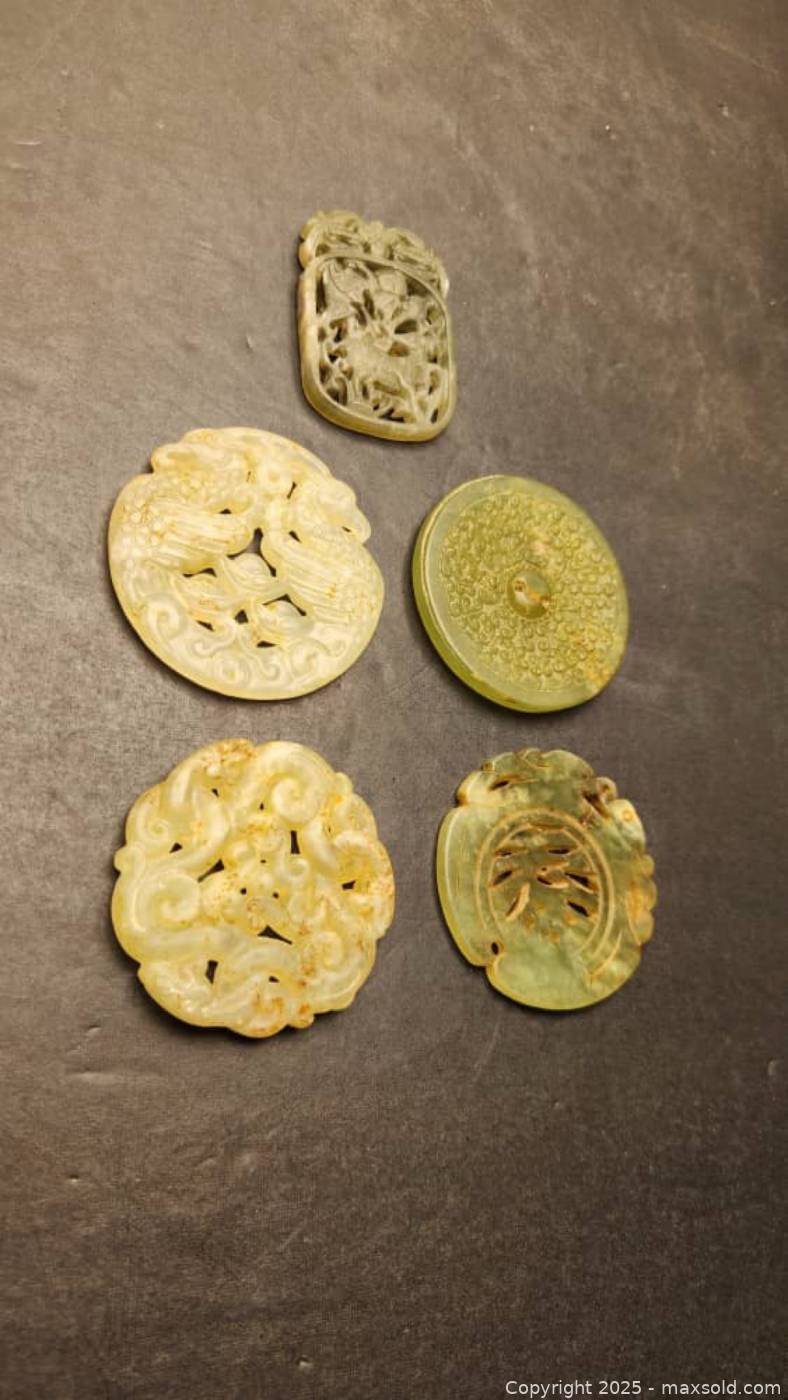 Five hand-carved jade-style plaques | Maxsold