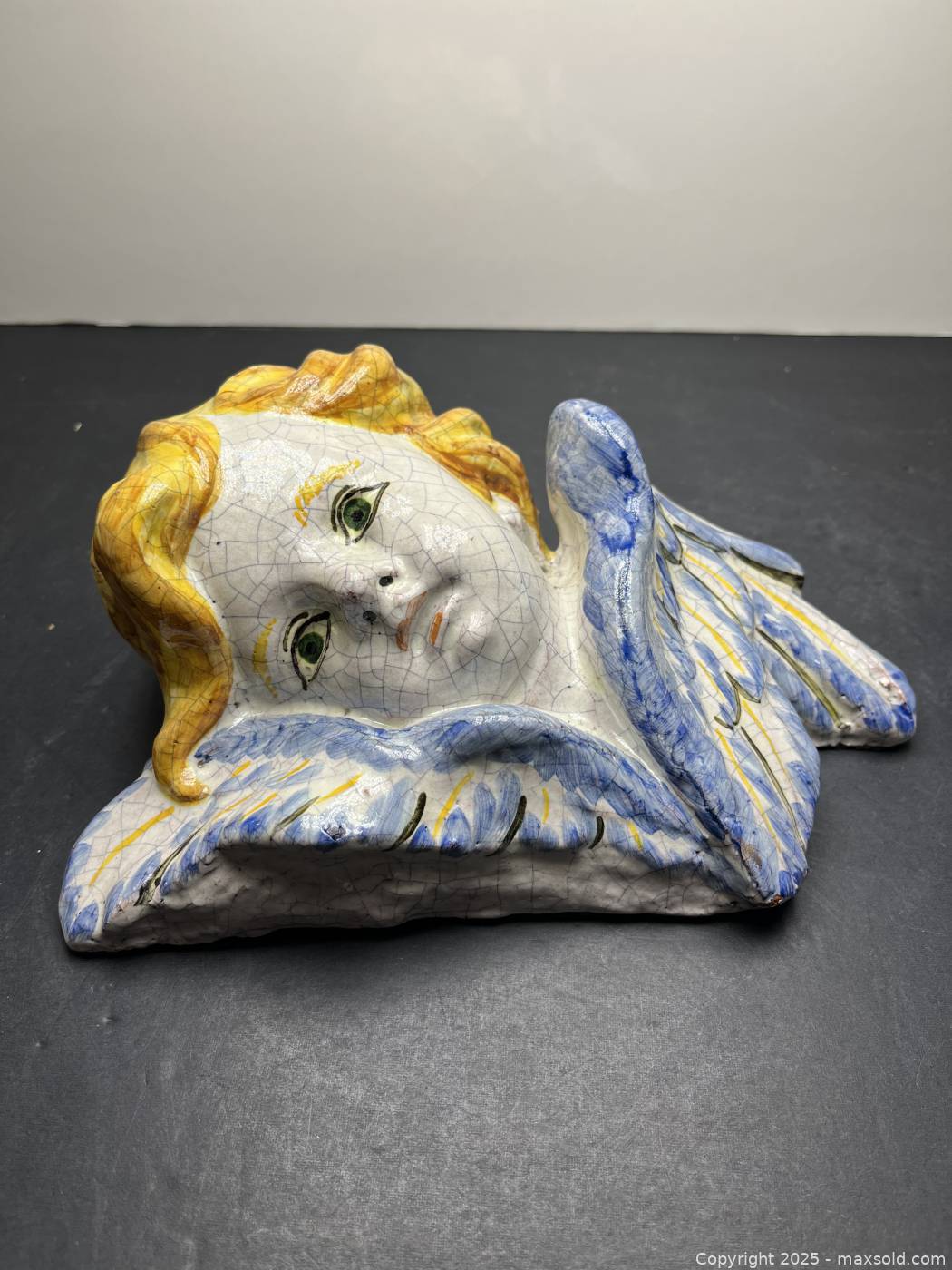 Vintage ceramic cherub wall plaque | Maxsold