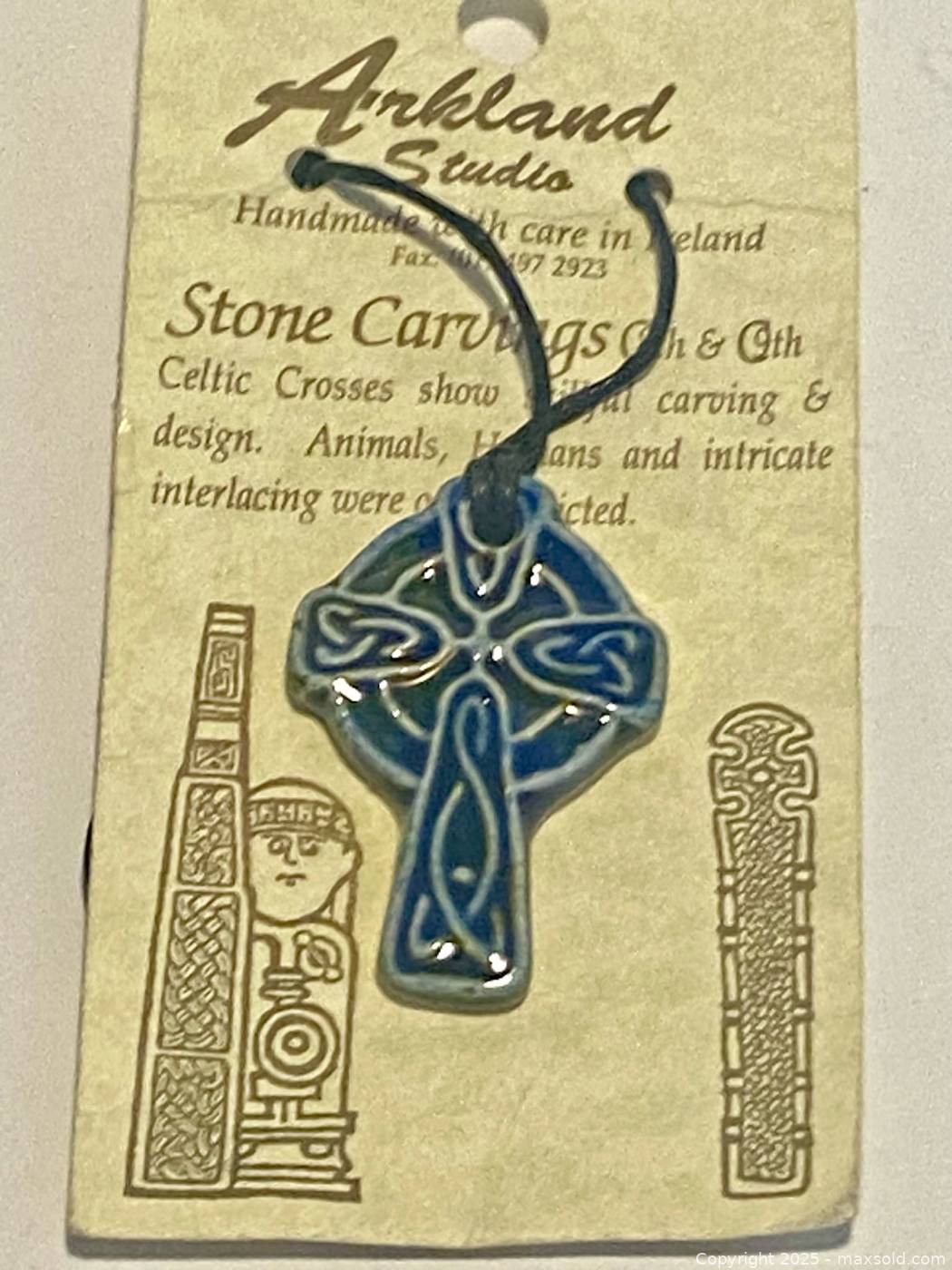 Irish enameled silver Celtic cross pendant with chain and Arkland ...