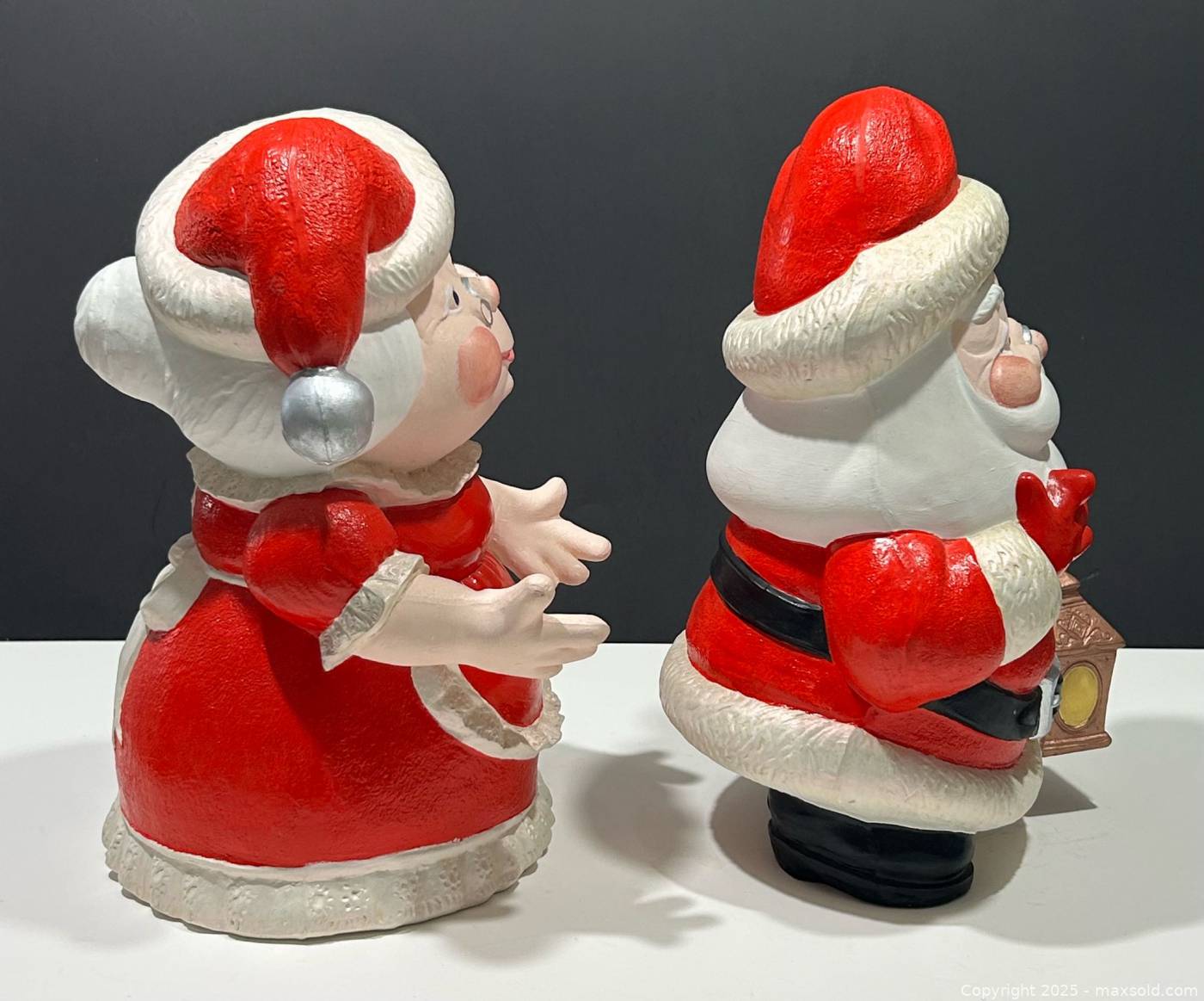 Hand Painted Ceramic Mr. & Mrs. Claus Figurines | Maxsold