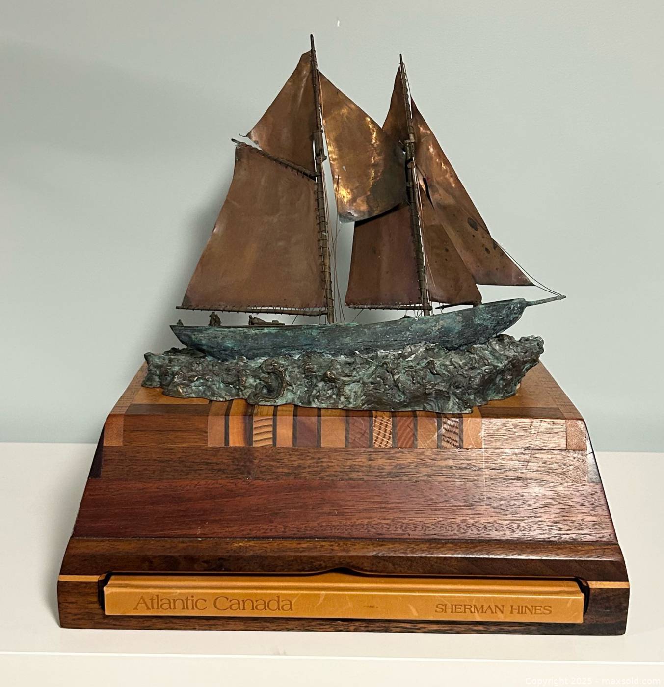 Ralph Crawford Bronze & Copper Bluenose Sculpture 3/50 with Atlantic ...