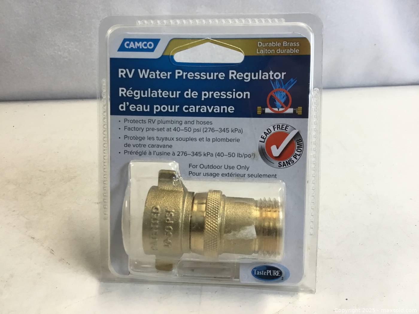 Camco brass RV water pressure regulator | Maxsold