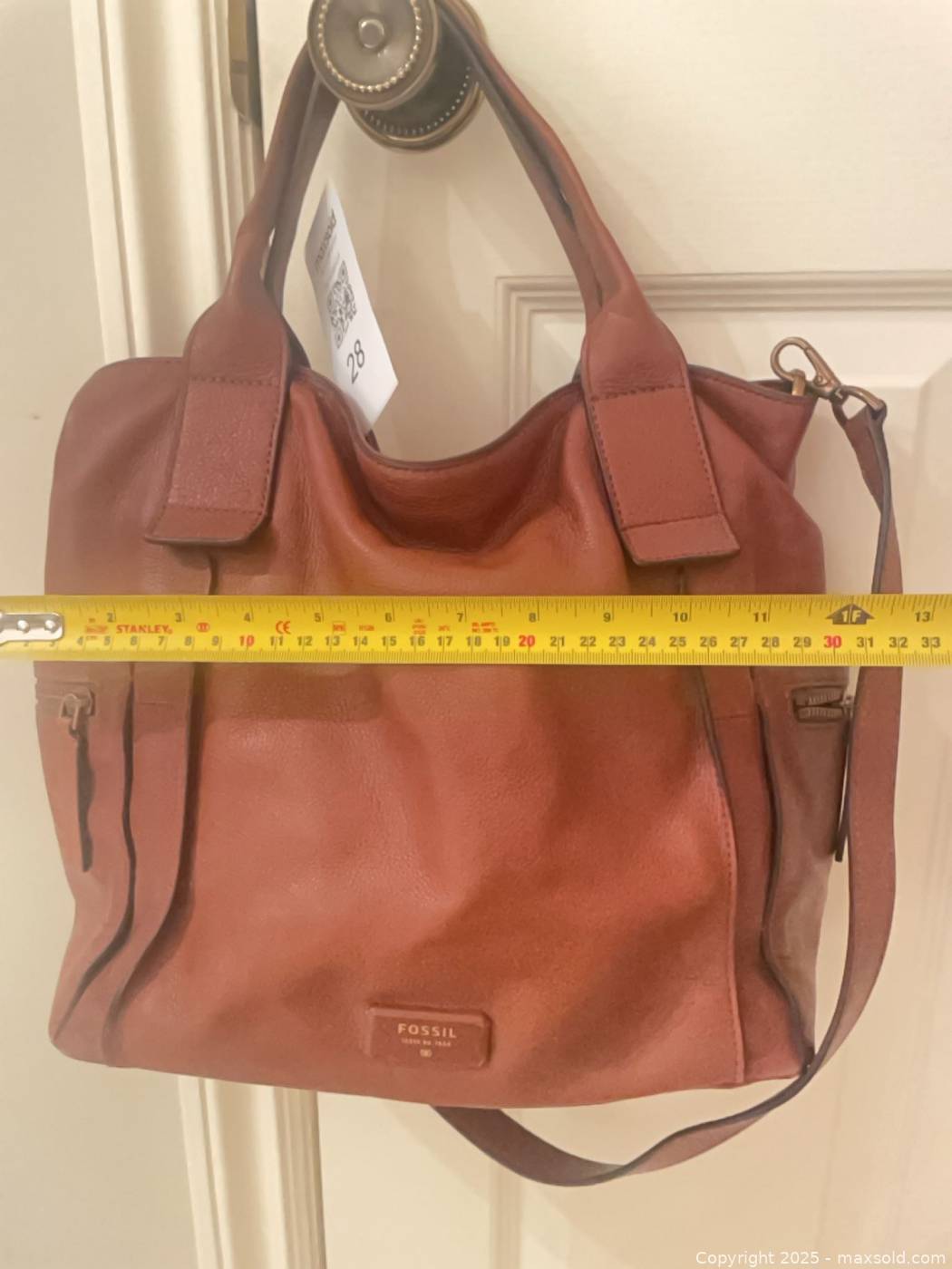 Fossil cognac leather tote bag | Maxsold