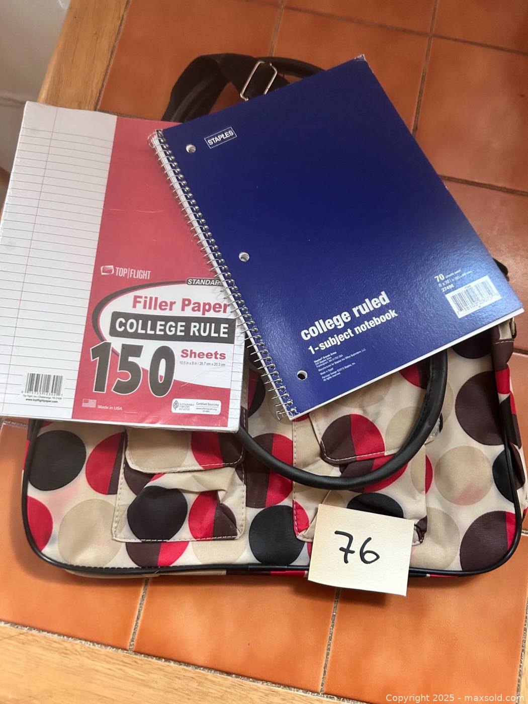 Polka dot laptop case with notebook and filler paper | Maxsold