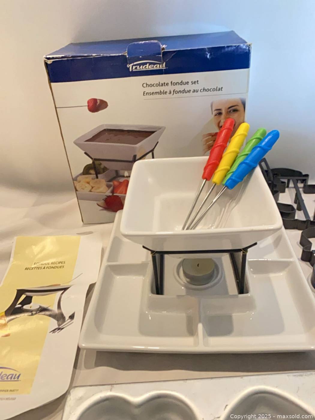 Trudeau chocolate fondue set, heart cake pan, pancake molds, cookie ...