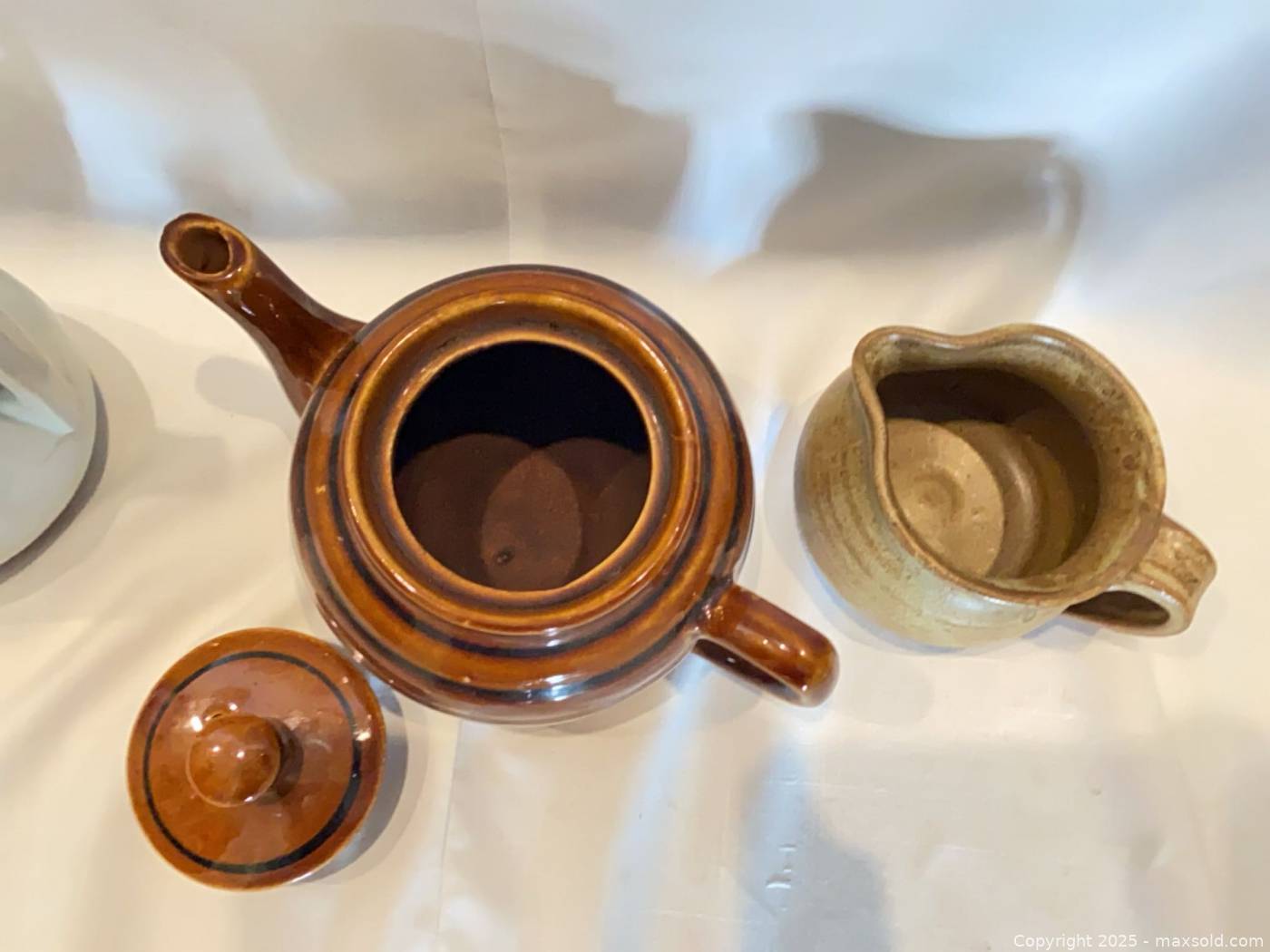 Royal Staffordshire ironstone jug, brown teapot, stoneware creamer ...