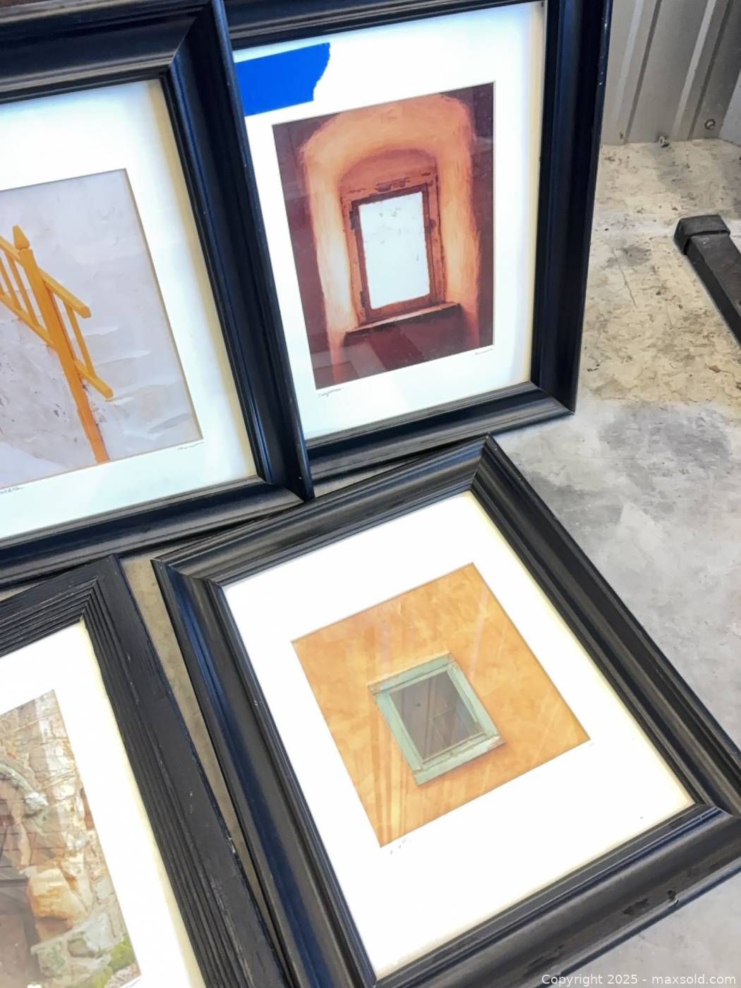 Five black-framed architectural art prints | Maxsold