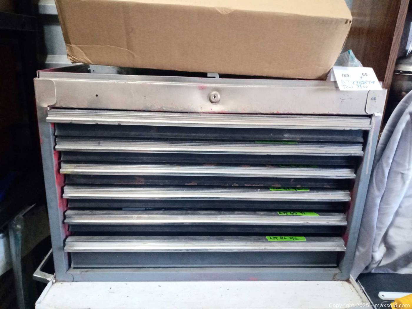 Vintage steel 6-drawer open-top toolbox 36" | Maxsold