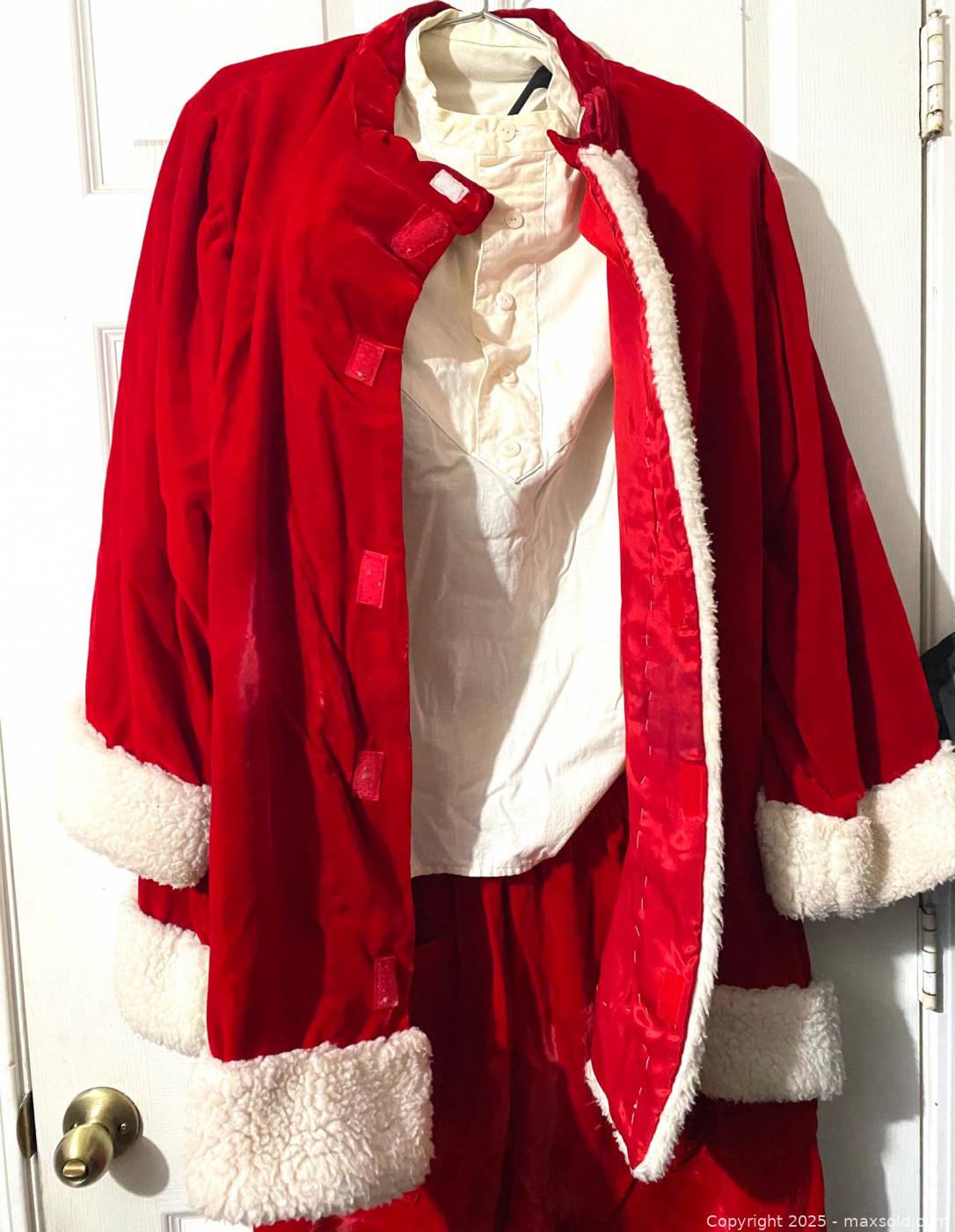 Vintage handmade velvet Santa suit with accessories | Maxsold