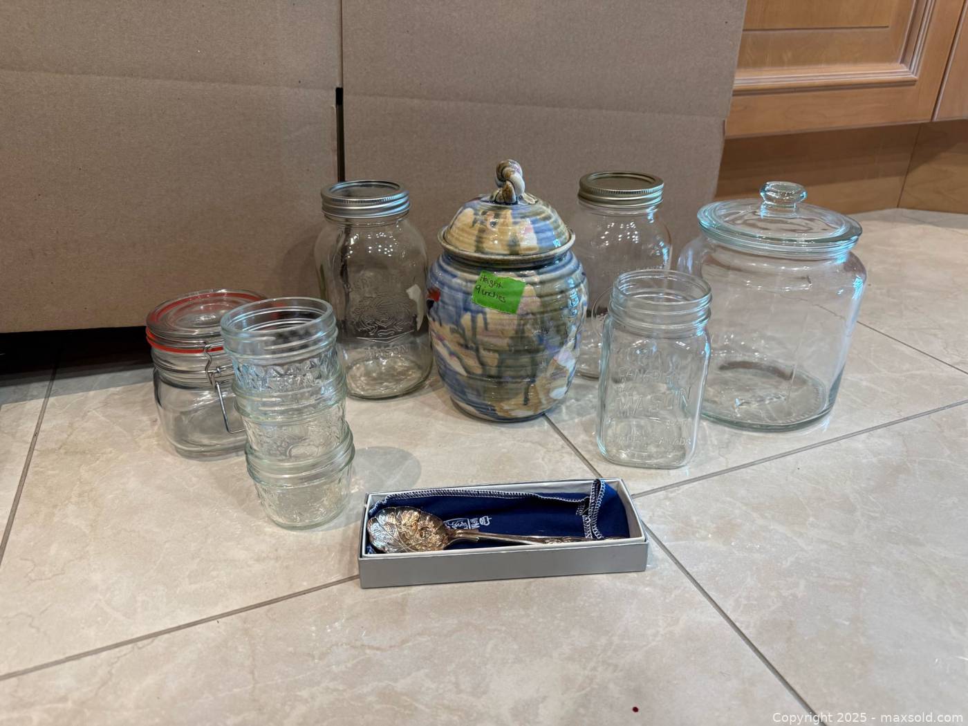 Mason Jars, Apothecary Jar, Ceramic Canister & EPNS Spoon | Maxsold