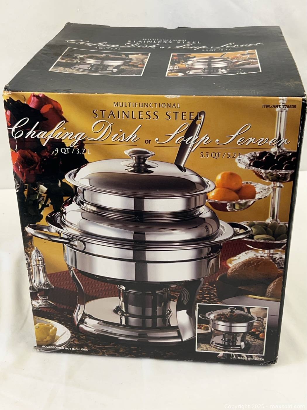 New stainless steel chafing dish and soup server in sealed box | Maxsold