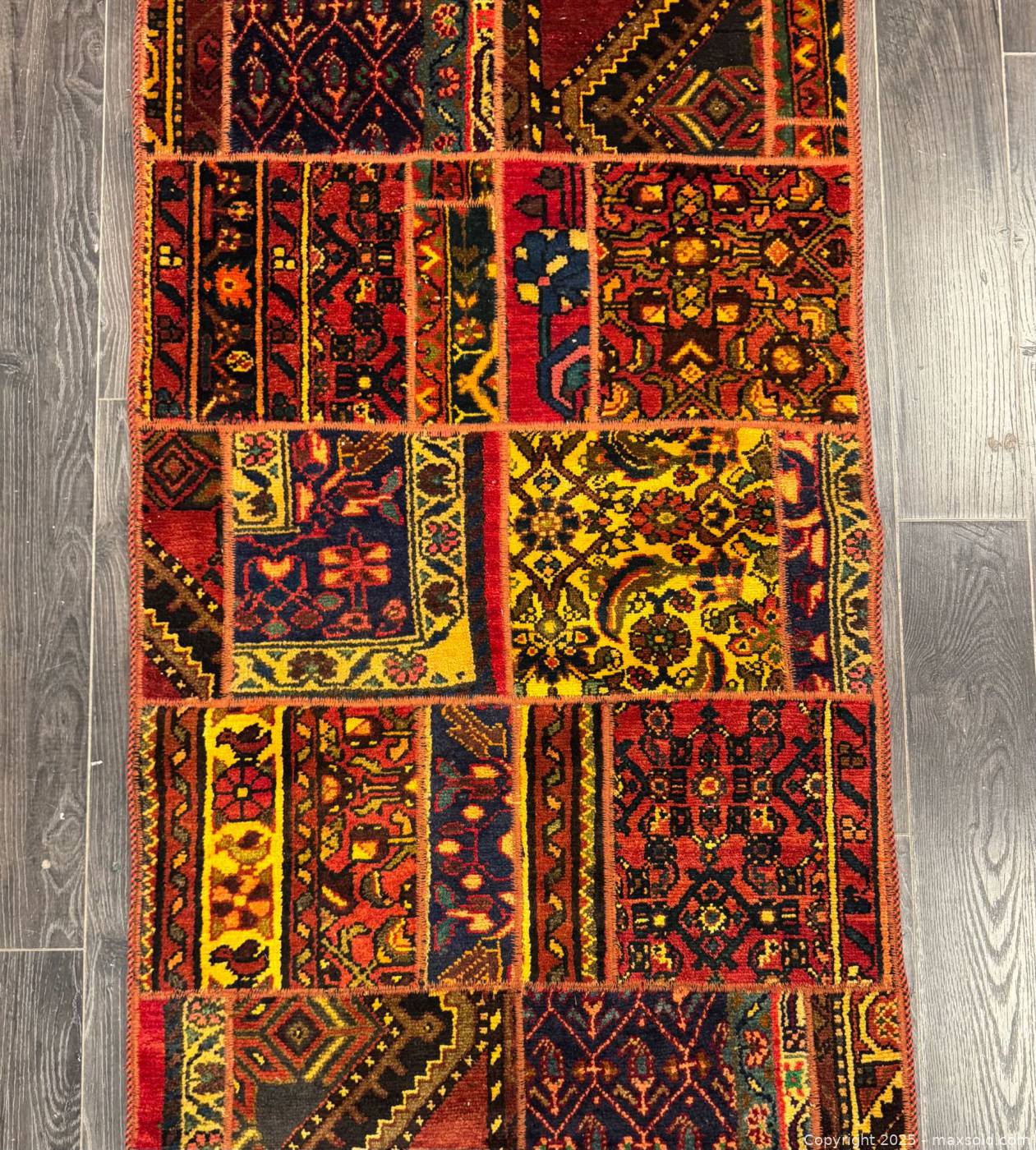 Handmade Hamadan Patchwork Wool Runner Rug 10' x 2'8" | Maxsold