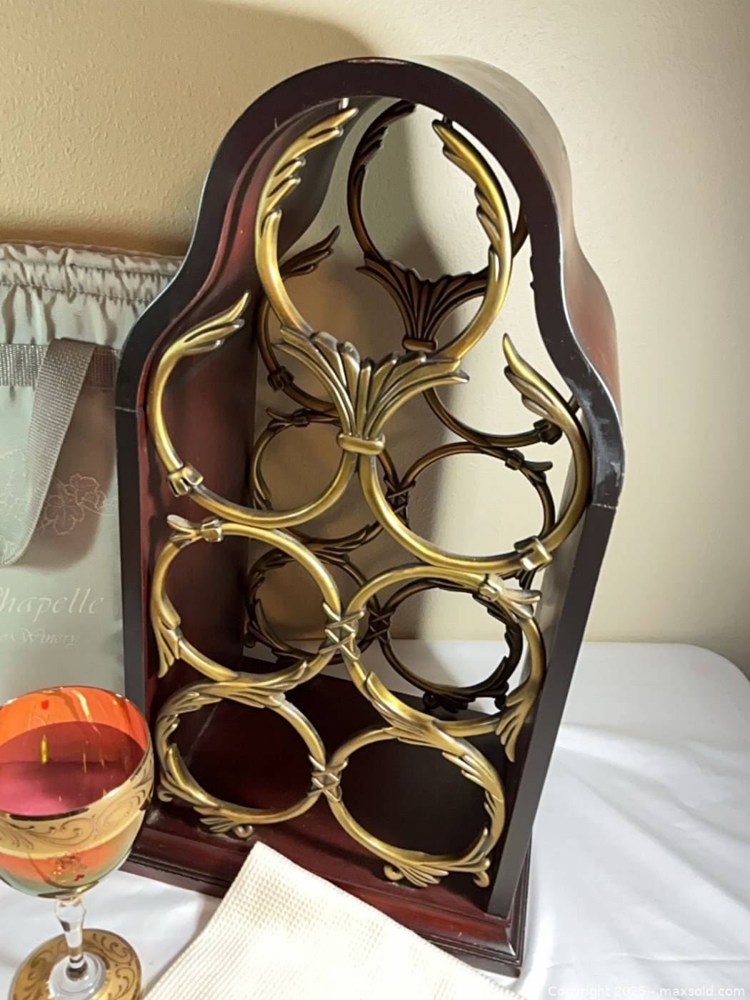 Wine rack, OXO cooler, stemware sets, towels | Maxsold