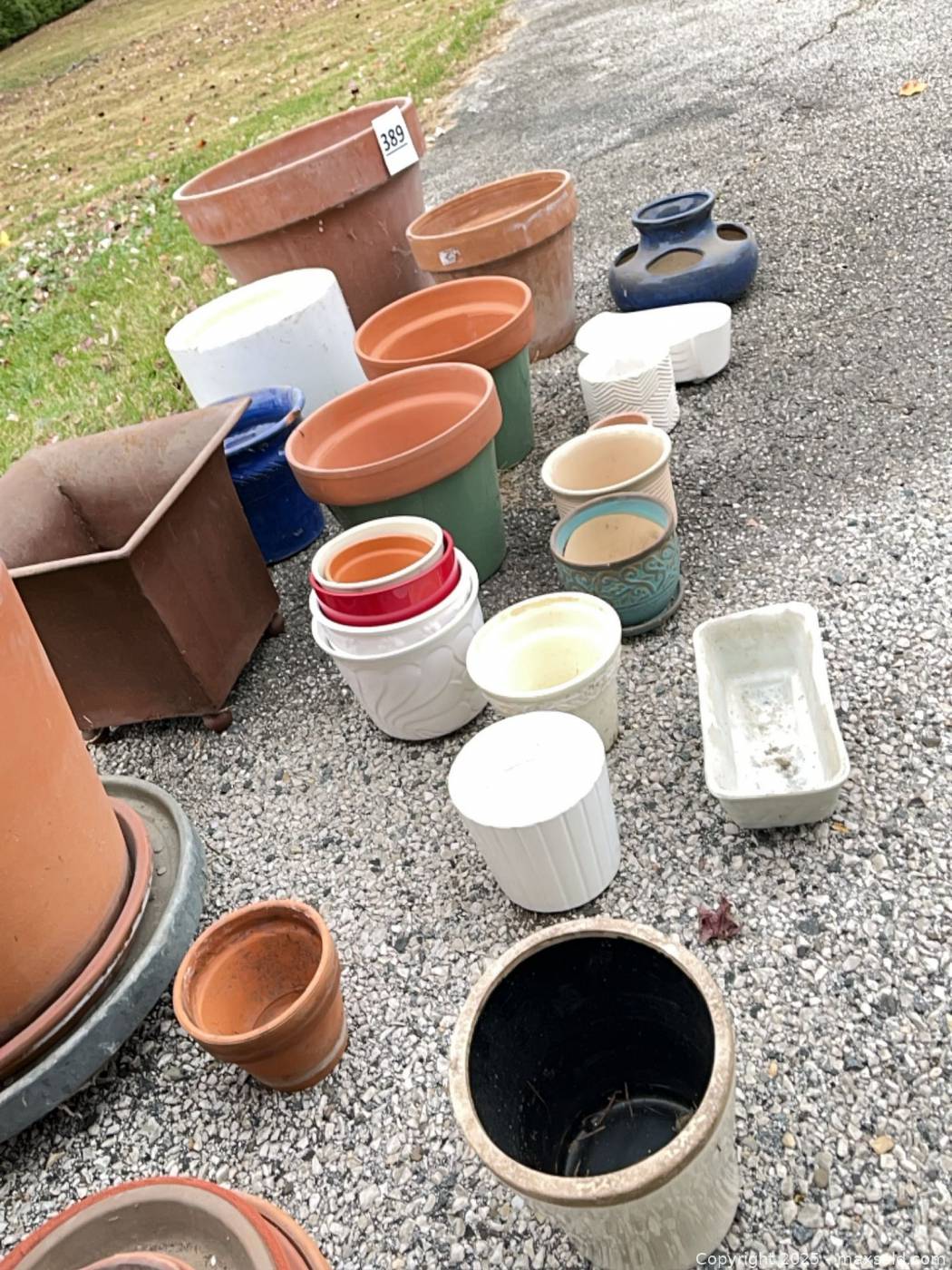 Assorted ceramic, terracotta & metal garden pots | Maxsold