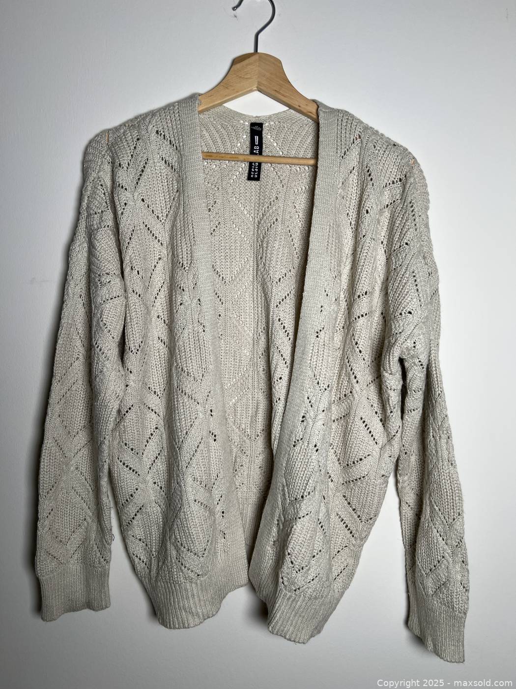 Design Lab cream open-knit cardigan S | Maxsold