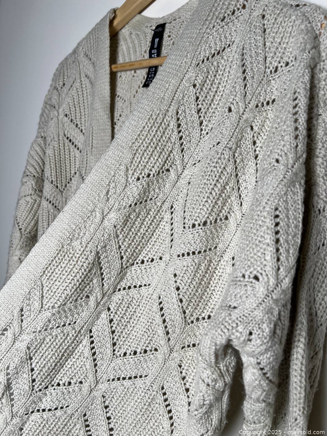 Design Lab cream open-knit cardigan S | Maxsold
