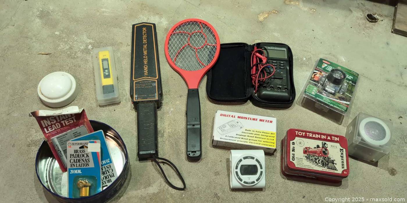 Multimeter, moisture meter, metal detector wand, fly swatter, pH ...