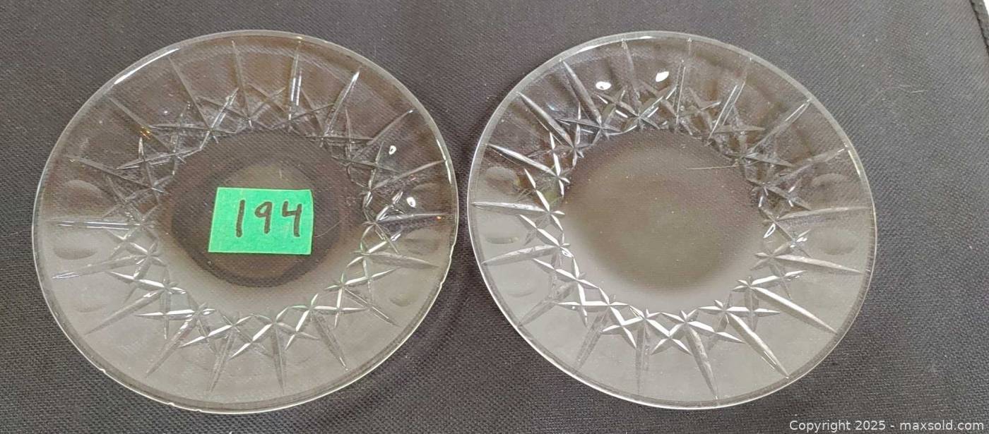 6 crystal glass plates cross and olive pattern | Maxsold