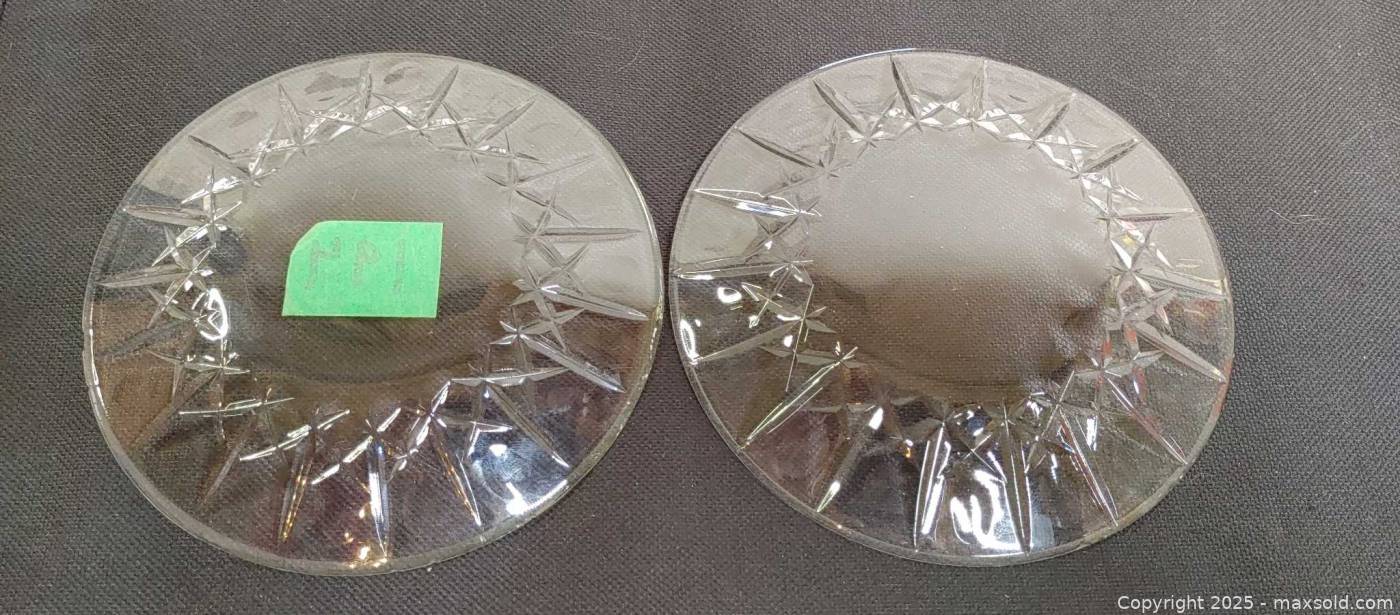 6 crystal glass plates cross and olive pattern | Maxsold