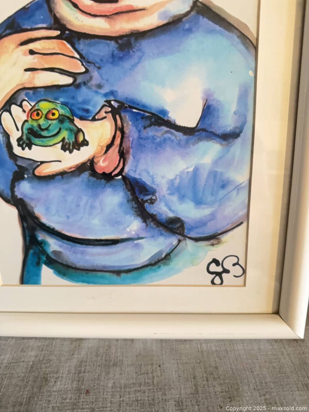 Framed original watercolor and ink painting signed GB 11 x 14 in | Maxsold