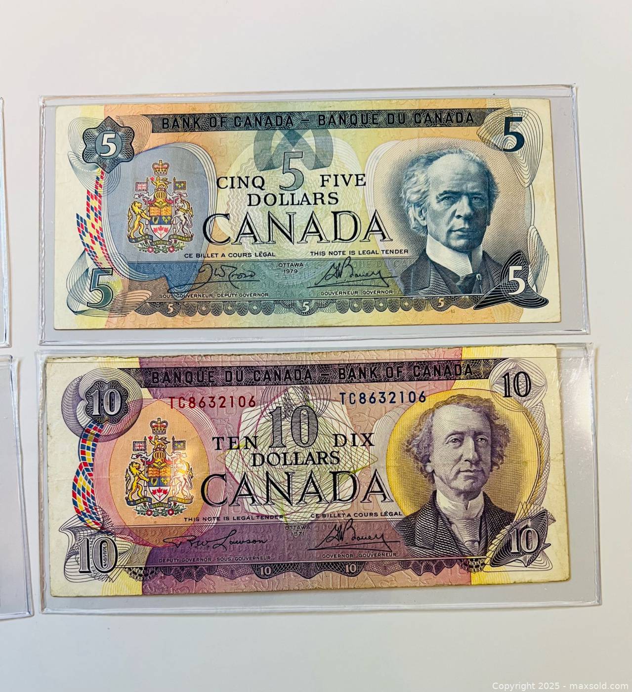 1973 $1, 1974 $2, 1979 $5, 1971 $10 Canadian banknotes | Maxsold