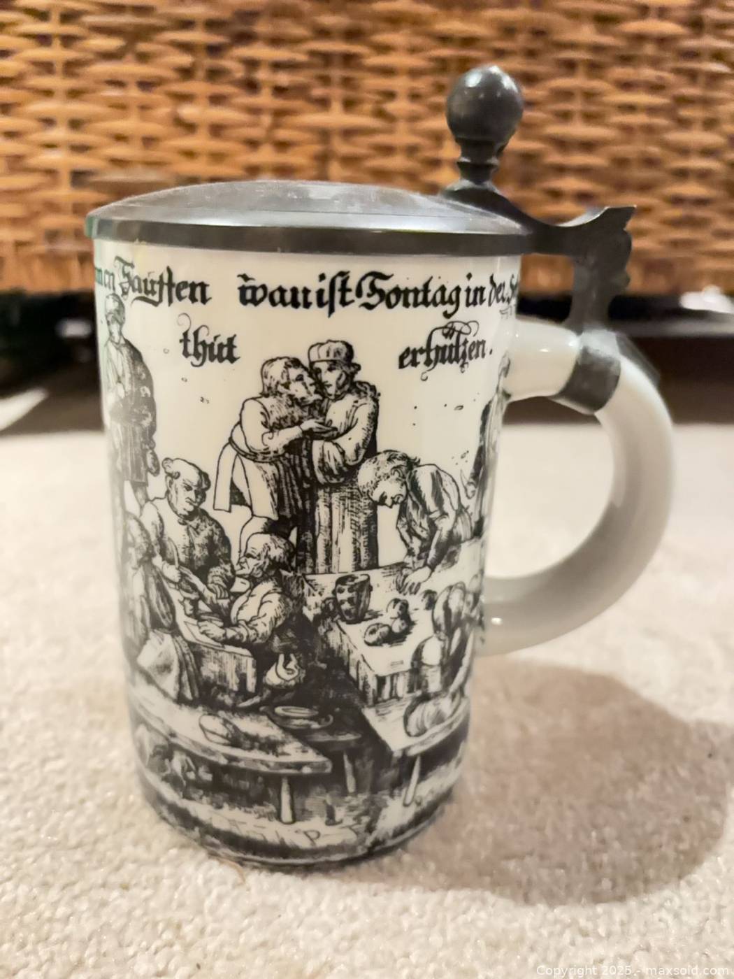 Porcelain Beer Stein with Pewter Lid | Maxsold