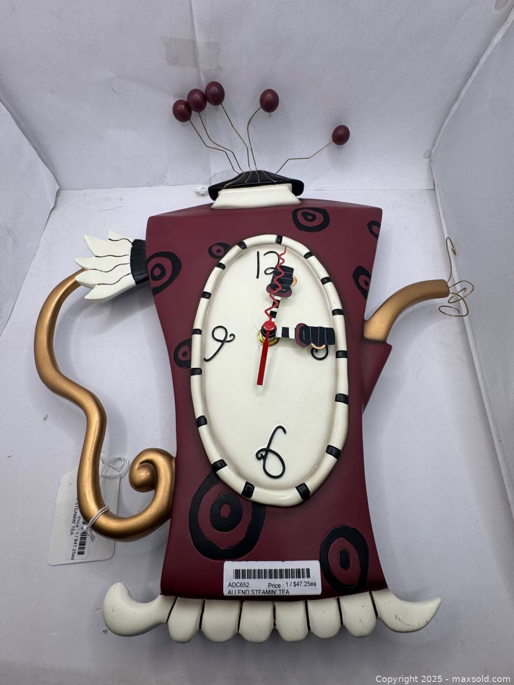 Enesco Allen Designs Steamin' Teapot Wall Clock | Maxsold