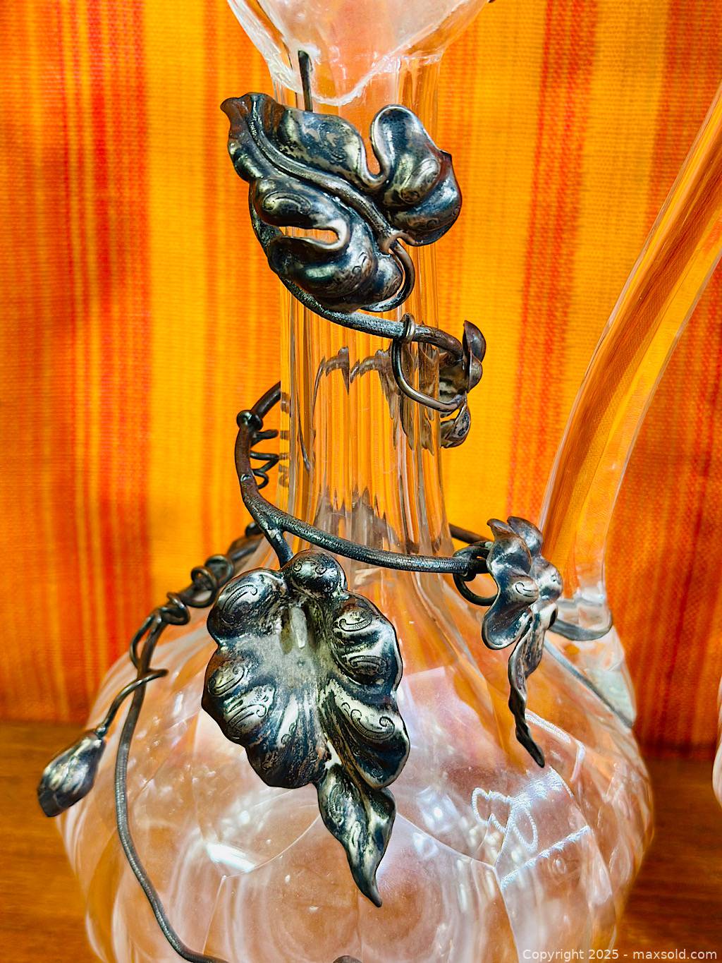 Antique Lead Crystal Cruets With Silver Leaf | Maxsold