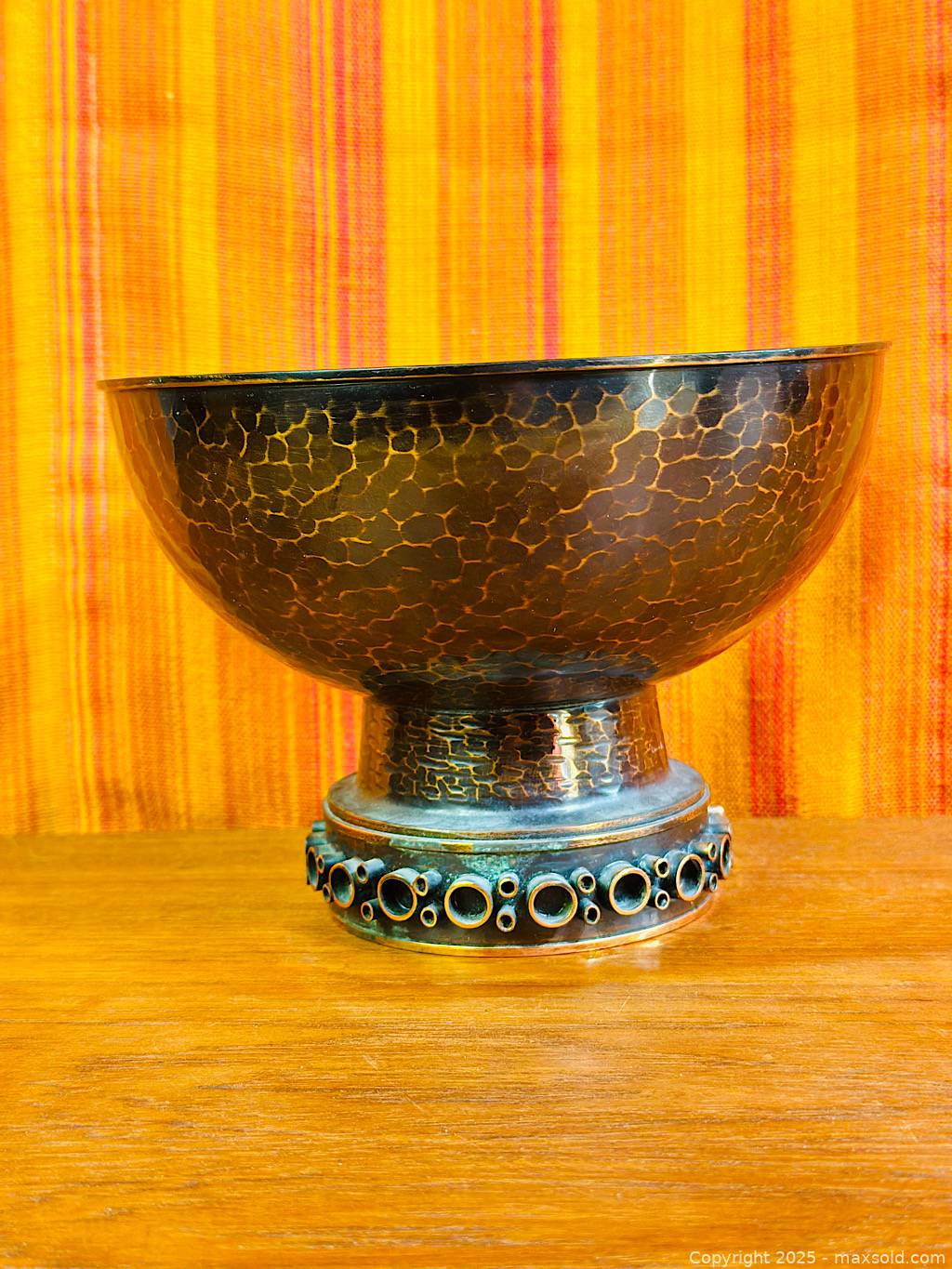Vintage Hungarian Brutalist Bronze Pedestal Bowl by Laszlo Domotor ...