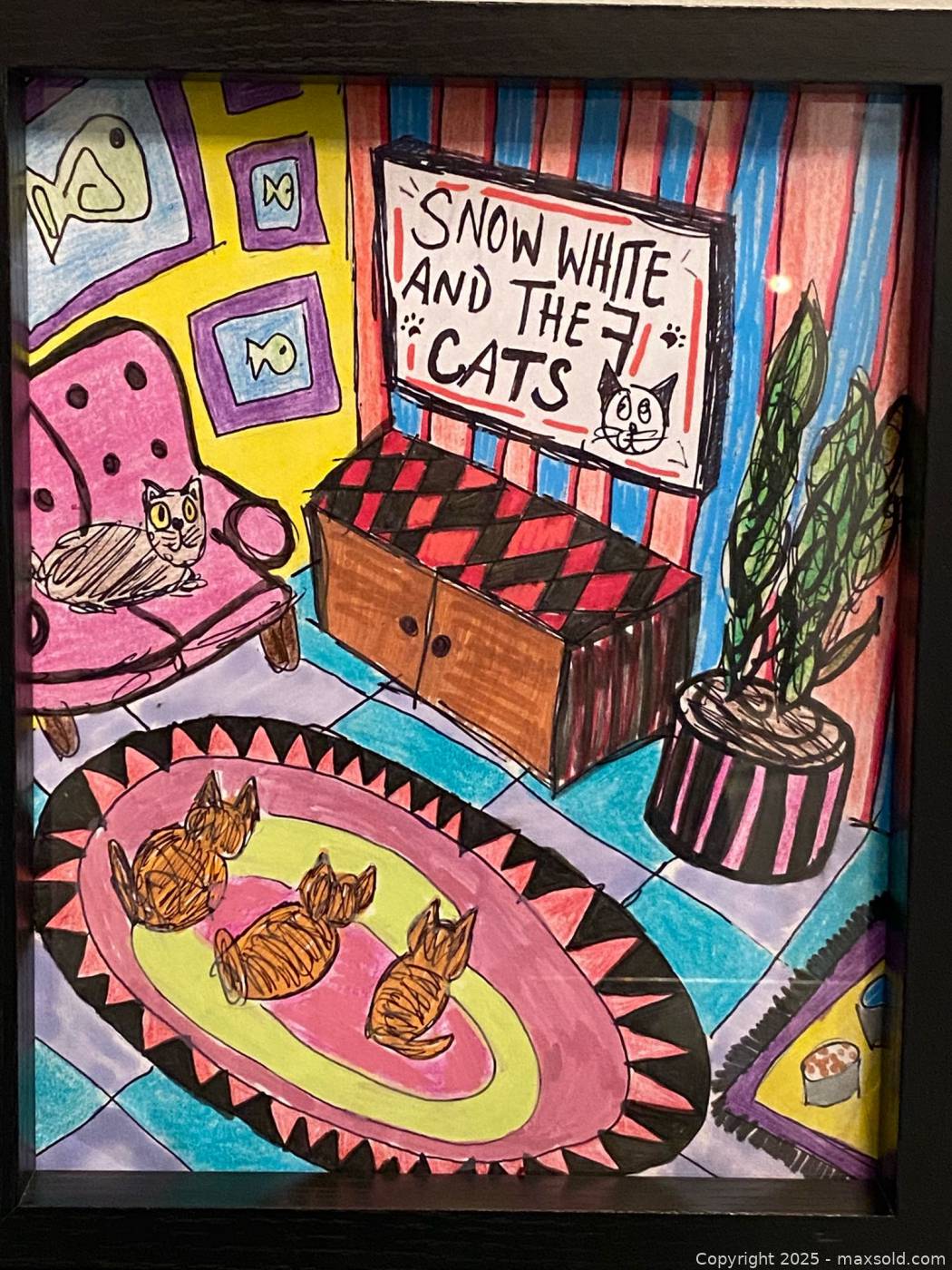 Alexandra Powell folk art painting 9x11 | Maxsold