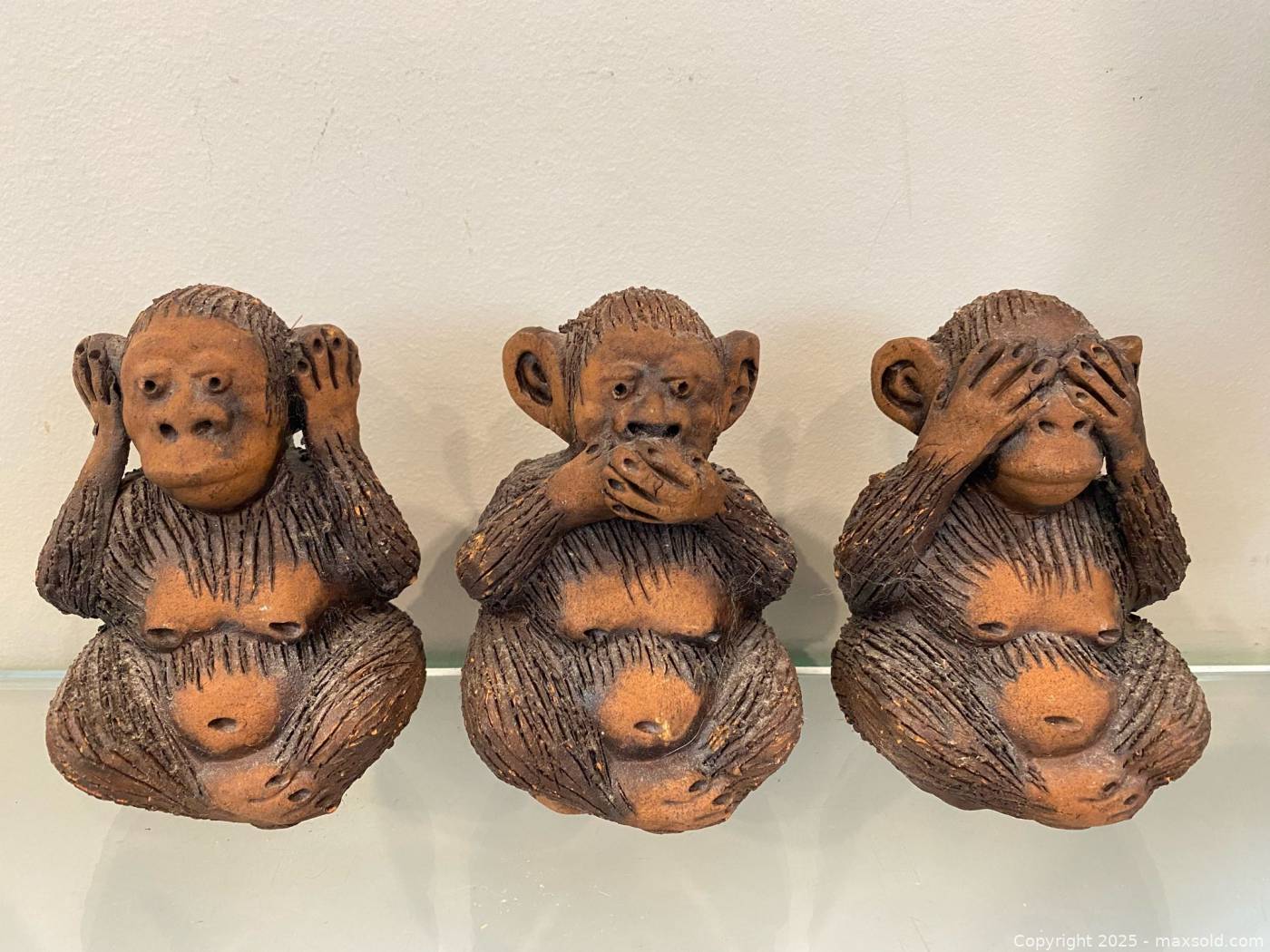 Vintage Clay Wise Monkeys Figurines | Maxsold